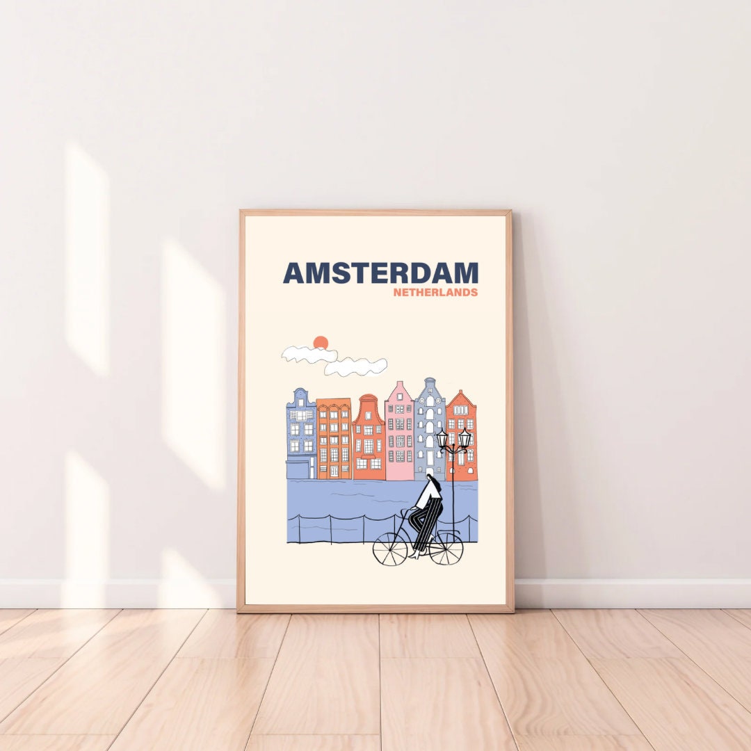 Amsterdam Netherlands Travel Poster | Amsterdam Travel Print ...