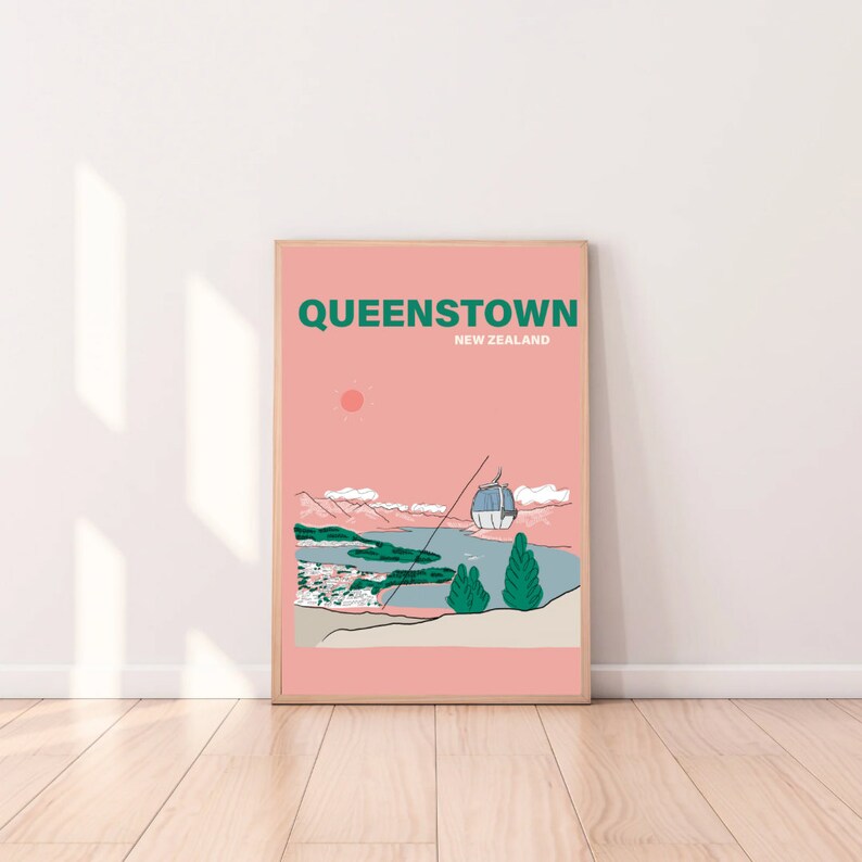 Queenstown New Zealand Travel Poster Queenstown Travel Print Queenstown ...