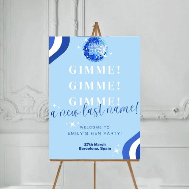 MAMMA MIA THEME Personalised Party Sign Digital Download Disco Ball ...