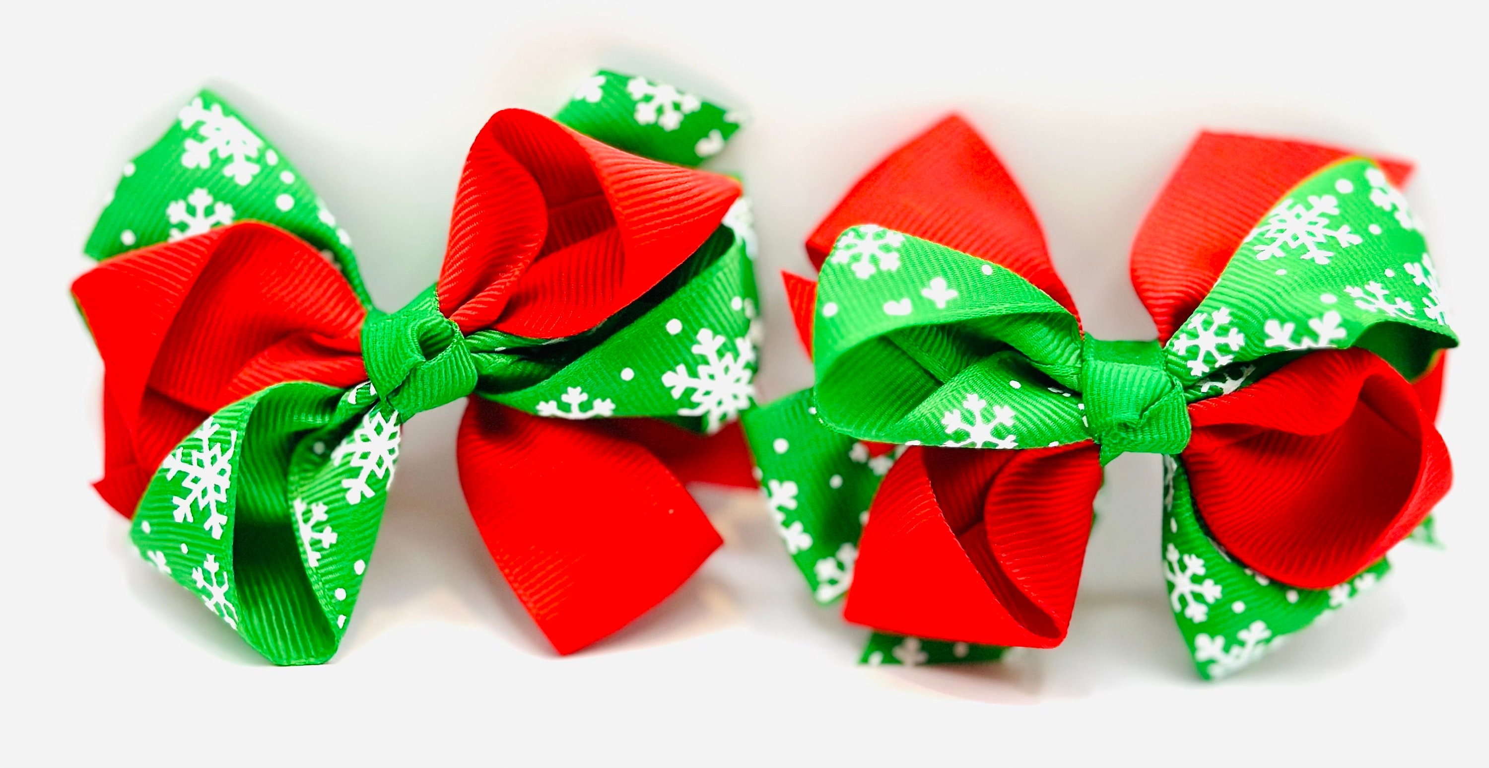 3 Red and Green Christmas Hair Bows for Girls pair W/ - Etsy