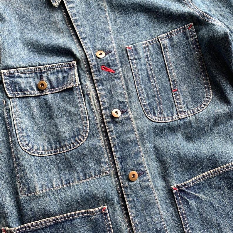 Rare Denim Chore Coat 'US Naval' Washed Beautiful Fade Jacket - Etsy