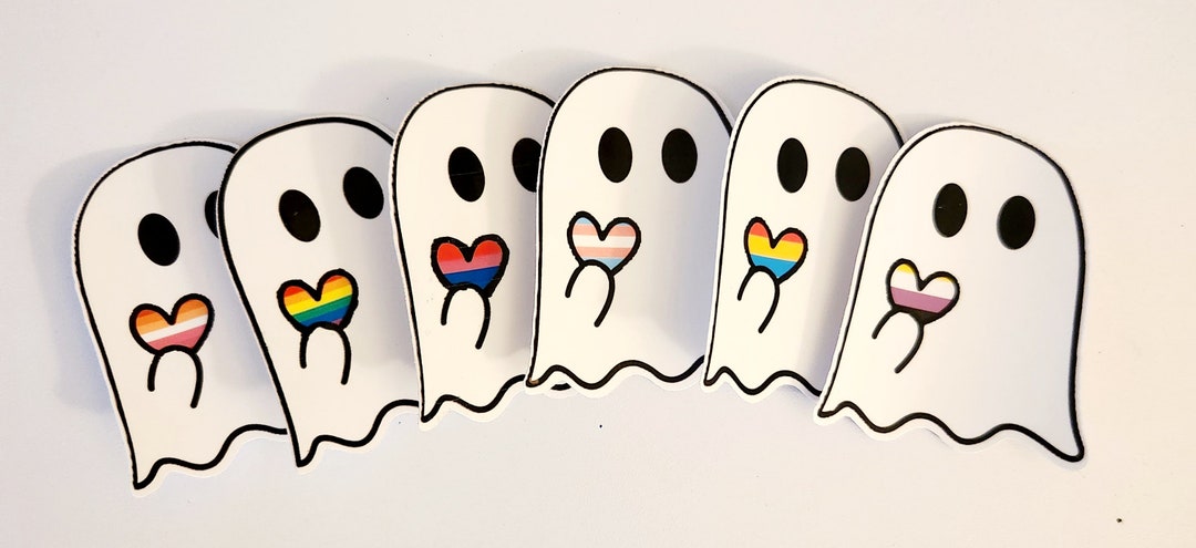Pride Flag Ghost Sticker - Etsy
