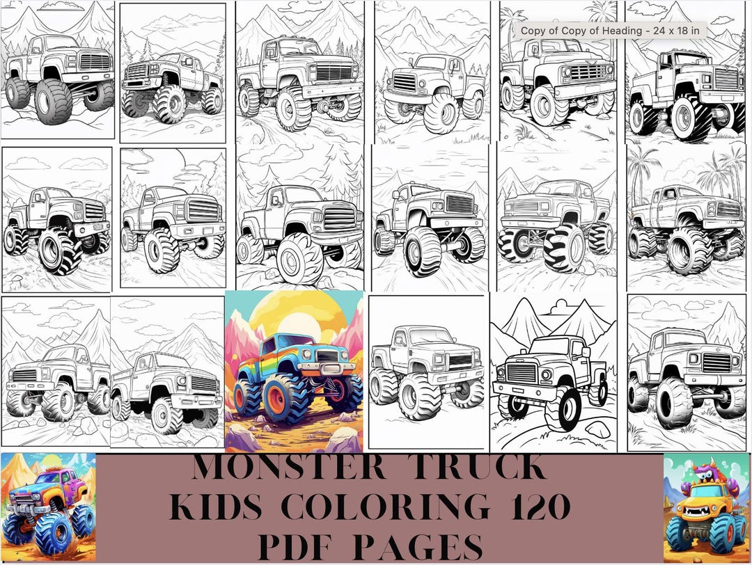 120 Monster Truck Coloring Pages for Kids | Printable PDF | Fun ...