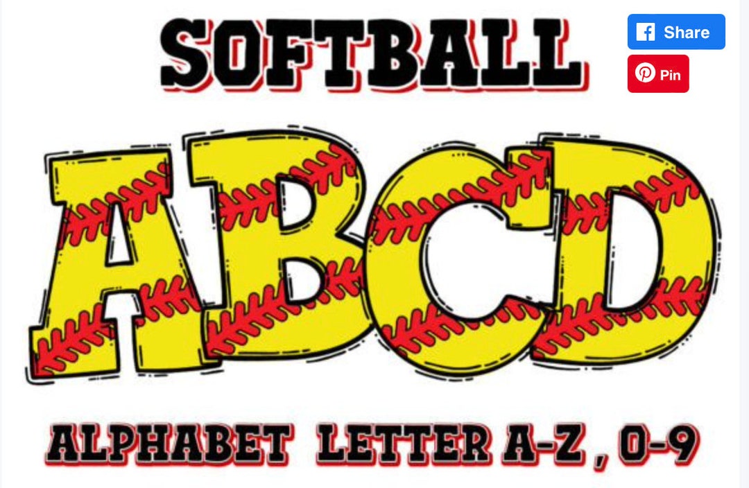 Softball Doodle Alphabet Sublimation Softball Alphabet Letters PNG ...