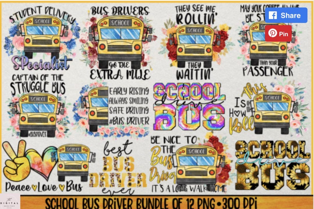 School Bus Driver Sublimation Bundle PNG School Bus Driver Print Funny ...