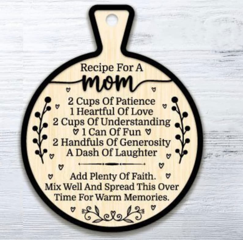 Recipe for a Special Mom Cutting Board Recipe for Mom Cutting Board Svg ...