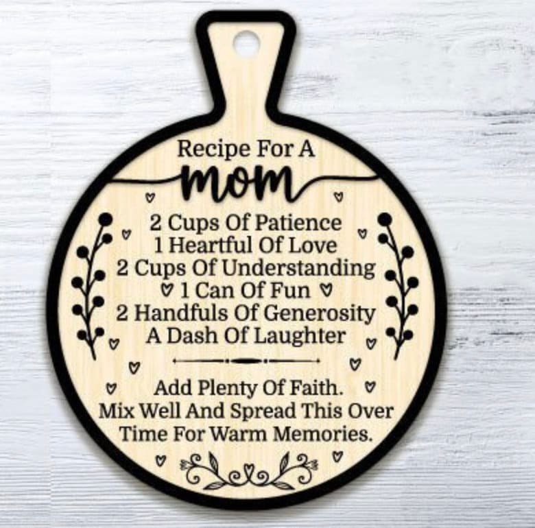 Recipe for a Special Mom Cutting Board Recipe for Mom Cutting Board Svg ...