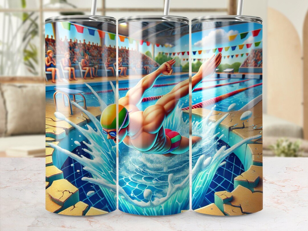 Swimmer Splash Pool Tumbler Wrap, Swimming Pool Digital Download ...