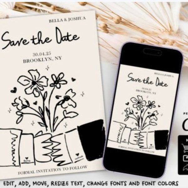 Hand Drawn Invite - Etsy