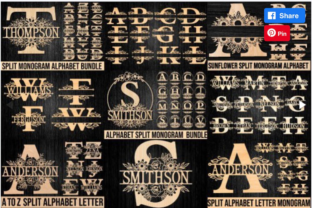 Huge Alphabet Split Monogram Bundle Split Monogram Svg Split Letter Svg ...