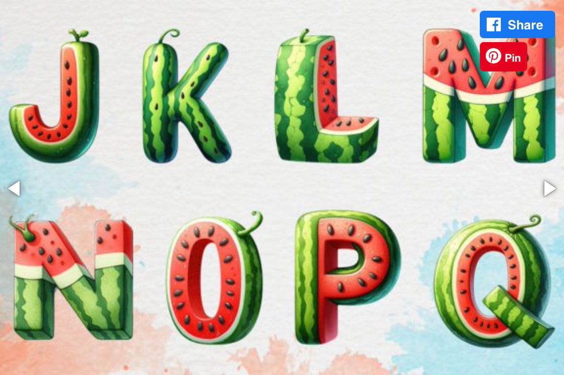 Watermelon Letters Sublimation Clipart Watermelon Letters PNG SVG ...