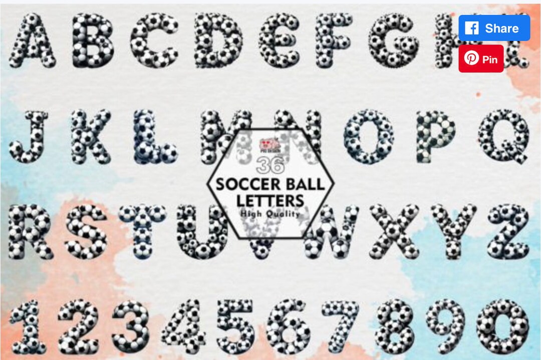Soccer Ball Letters Clipart PNG Graphics Soccer Alphabet PNG Black and ...