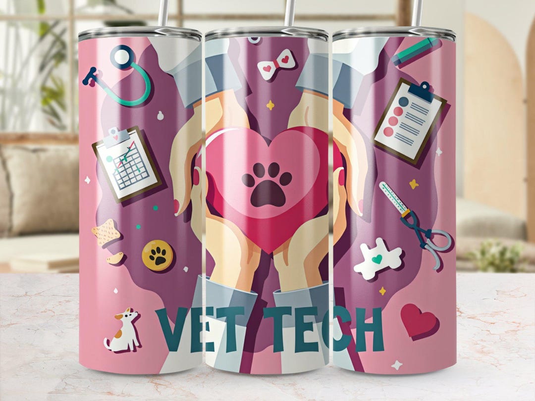 Vet Tech Tumbler Wrap, Digital Download 20oz Skinny Tumbler, Tumbler ...