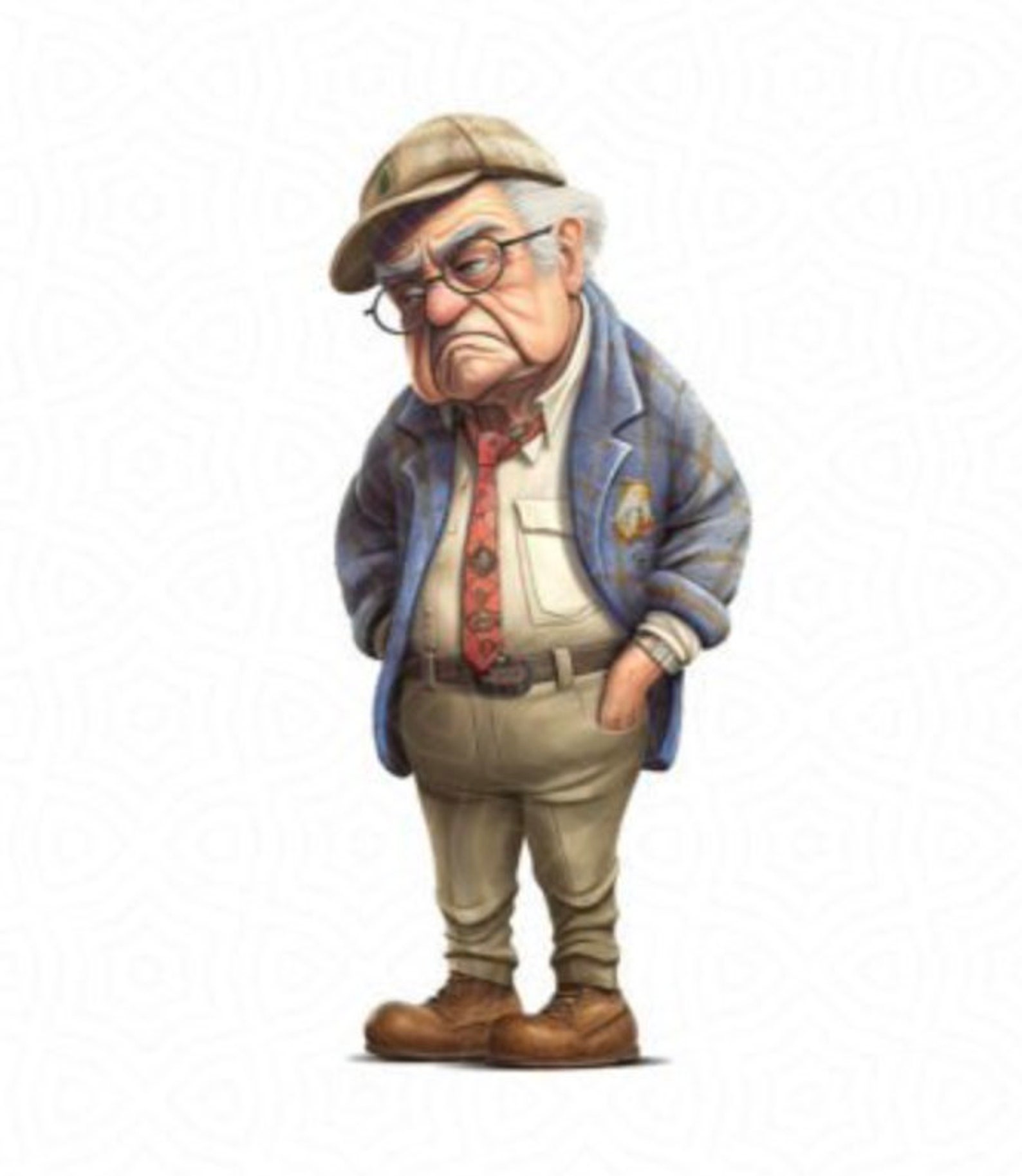 Grumpy Grandpa Sublimation Clipart Watercolor Funny Old Man Clipart ...