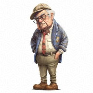 Grumpy Grandpa Sublimation Clipart Watercolor Funny Old Man Clipart ...