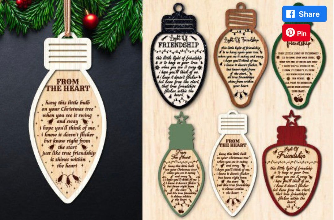 Light of Friendship Ornament Bundle Friendship Light Ornament Svg Laser ...