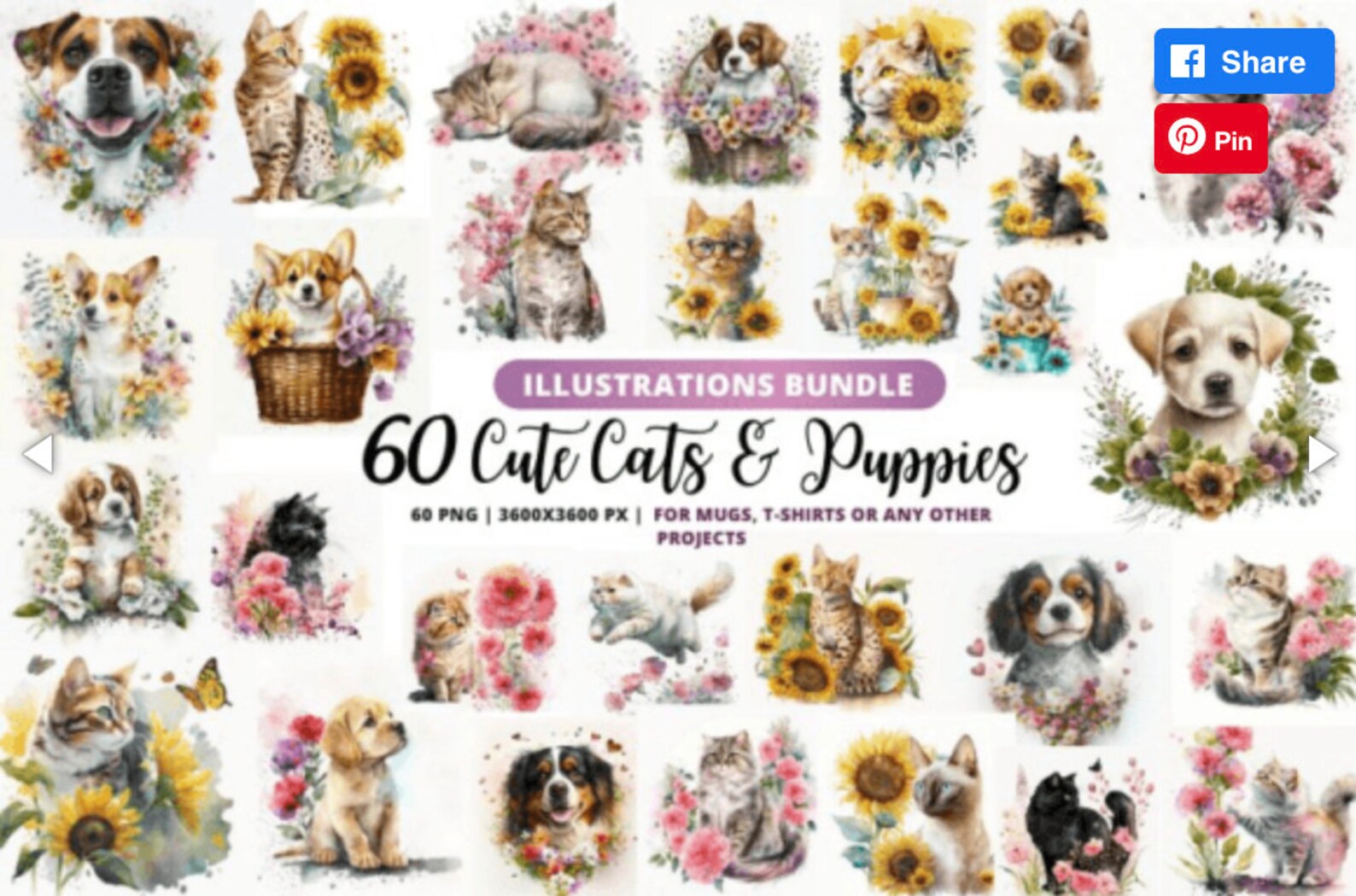 188 Wild Animals Watercolor MEGA BUNDLE Watercolor Safari Baby Animals ...