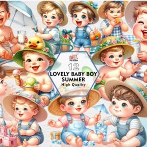 Lovely Baby Boy Summer Clipart PNG Summer Clipart Summer Toddler Boy ...