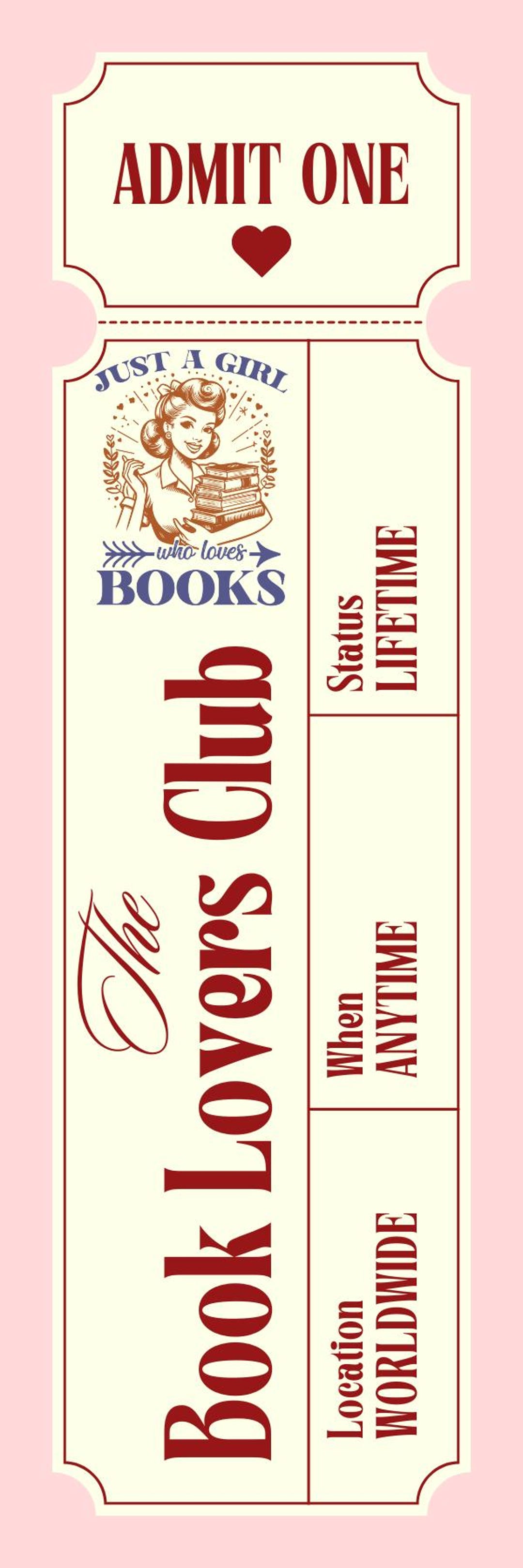 Editable Book Lovers Club Bookmark & Tickets PNG | Canva Template ...