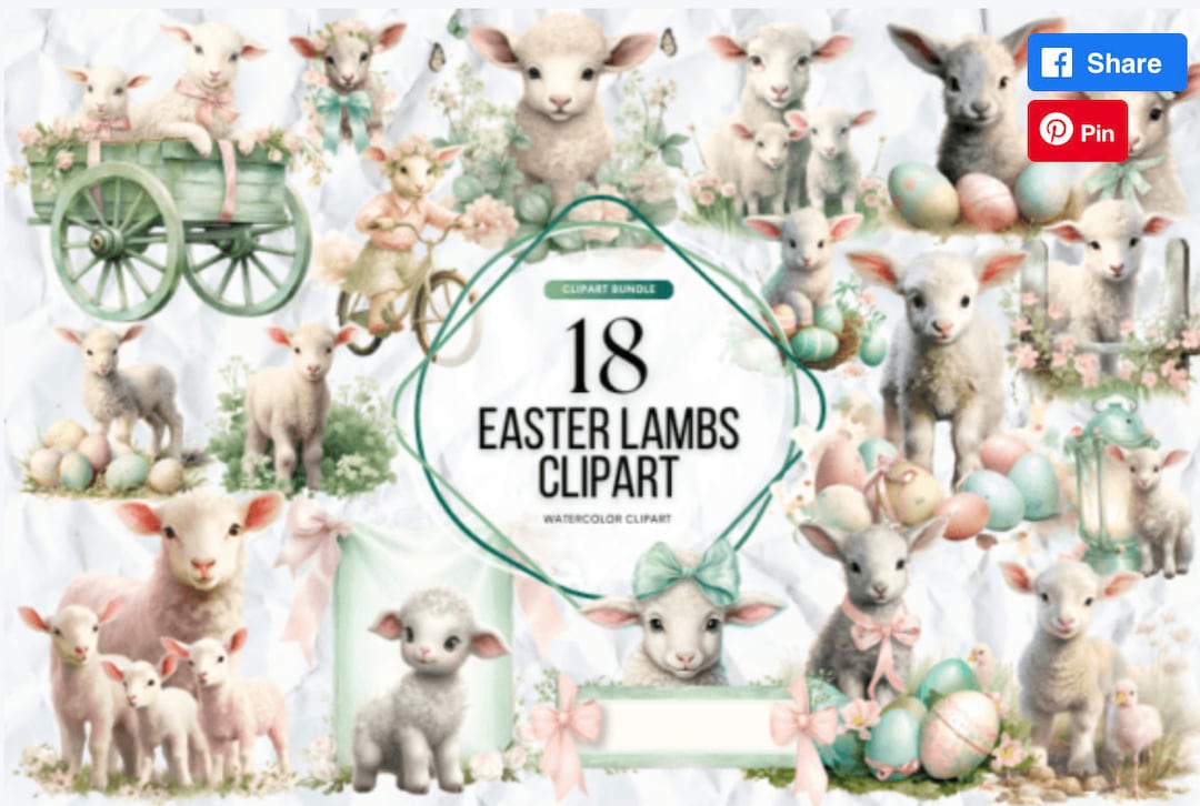 Easter Lambs Clipart Cute Easter Lamb Cliparts 18 PNG Bundle Lovely ...