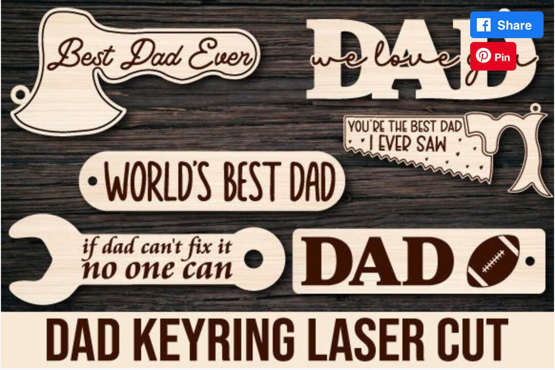 Father's Day Wood Keyring Laser Cut Keychains for Dad Father's Day ...