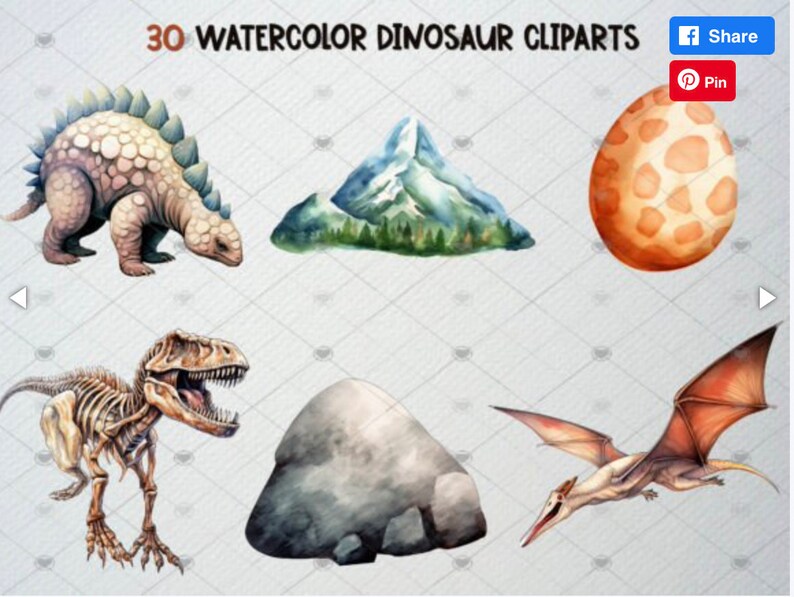 Watercolor Dinosaur Clipart Set 30 PNG Watercolor Dinosaurs Clipart ...