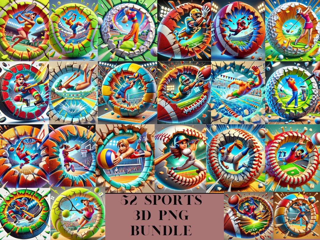 3D Sports PNG Bundle: Football, Baseball, Soccer (digital Download) - Etsy