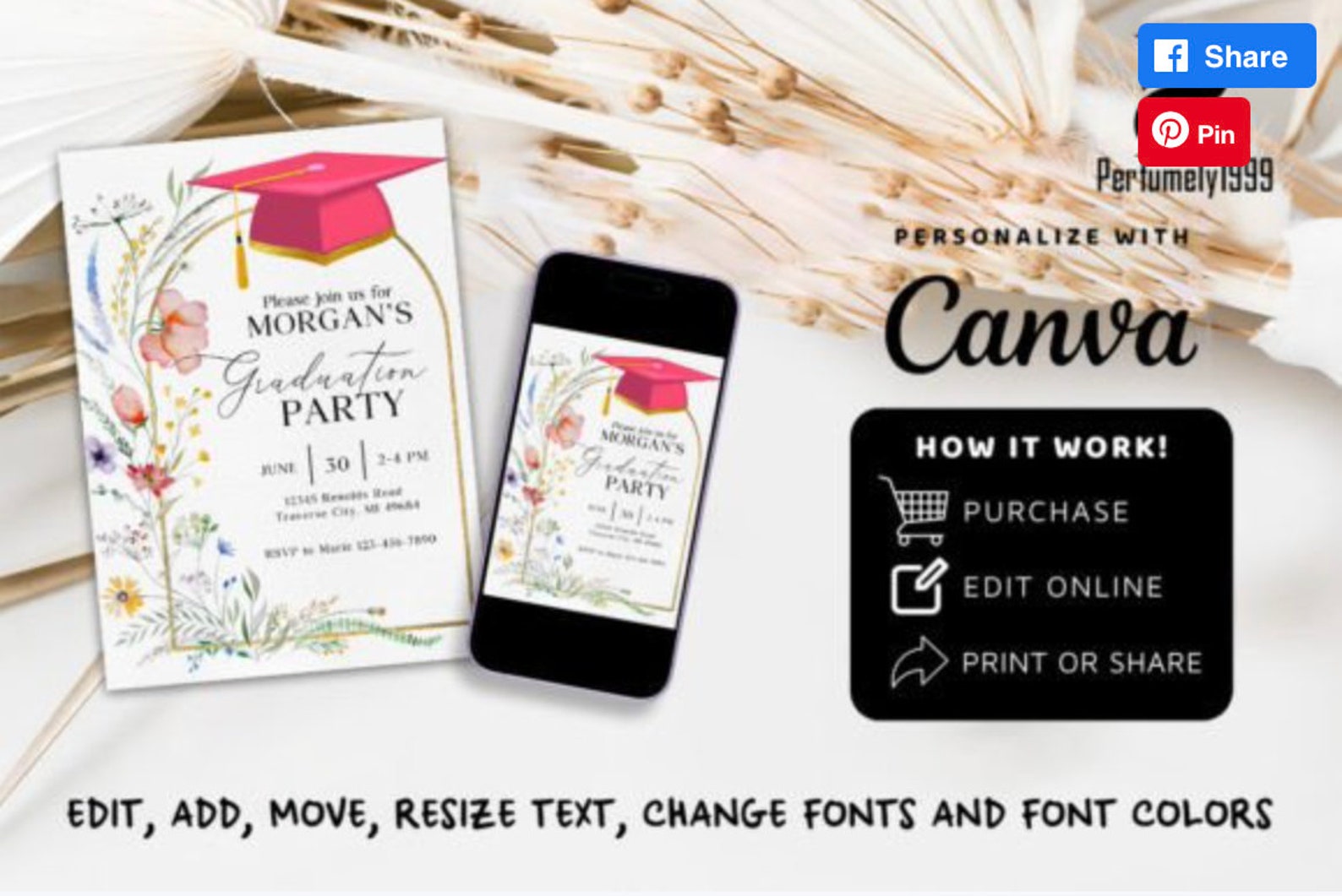 College Graduation Template Canva Graduation Invitation Bundle ...