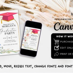 College Graduation Template Canva Graduation Invitation Bundle ...