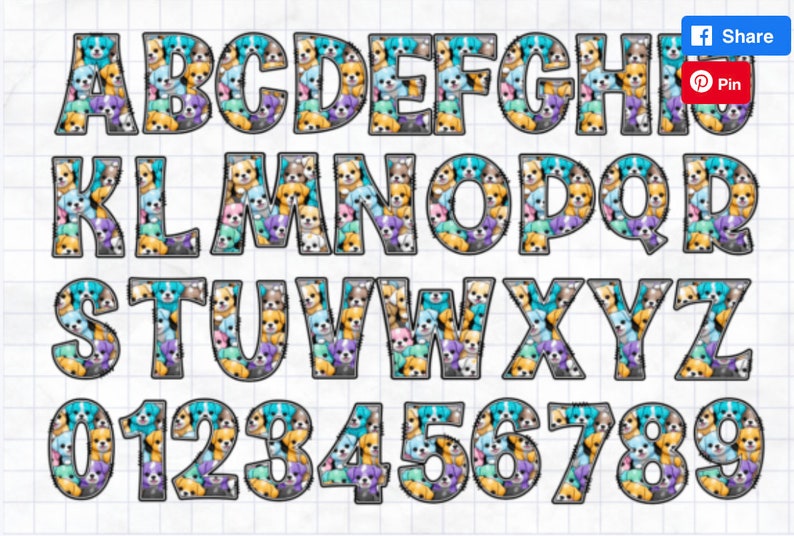 Cute Puppy Doodle Alphabets & Number Puppy Doodle Letters Cute Woodland ...