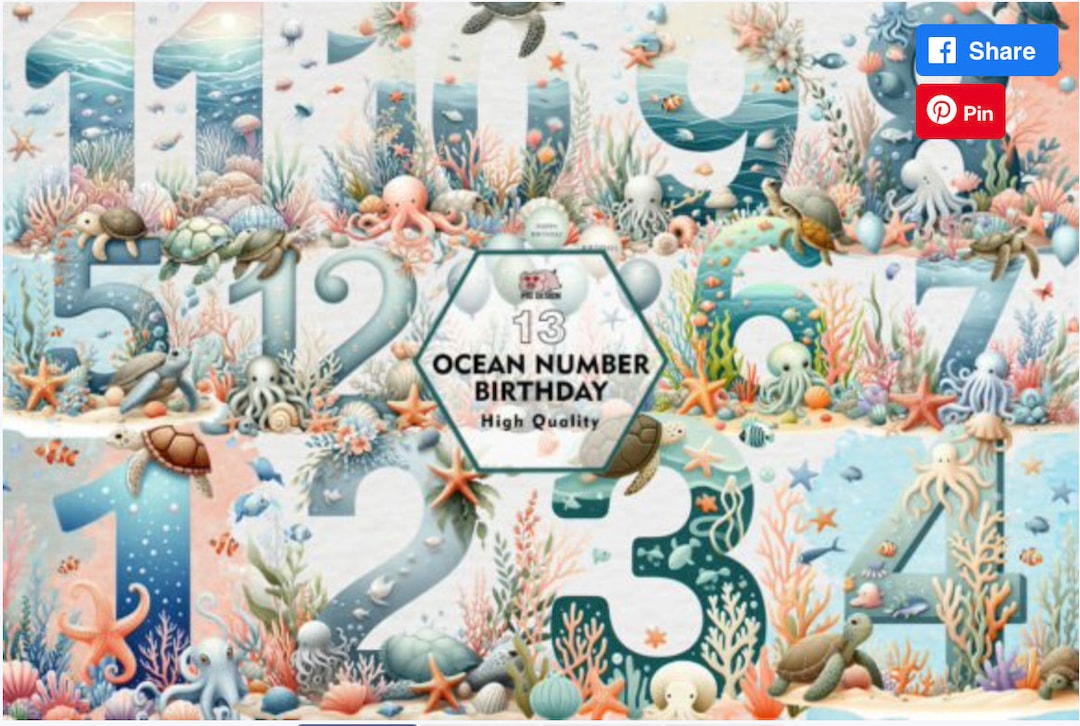 Ocean Number Birthday Clipart PNG Sea Aquarium Birthday Numbers Png ...