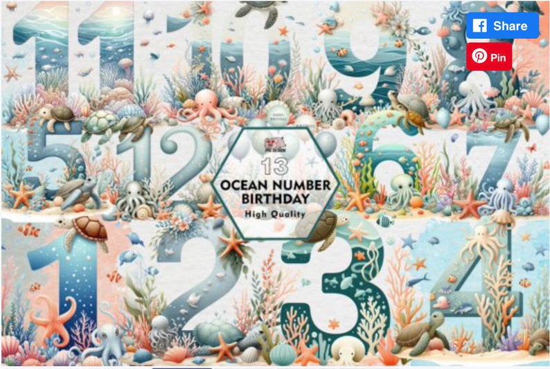 Ocean Number Birthday Clipart PNG Sea Aquarium Birthday Numbers Png ...