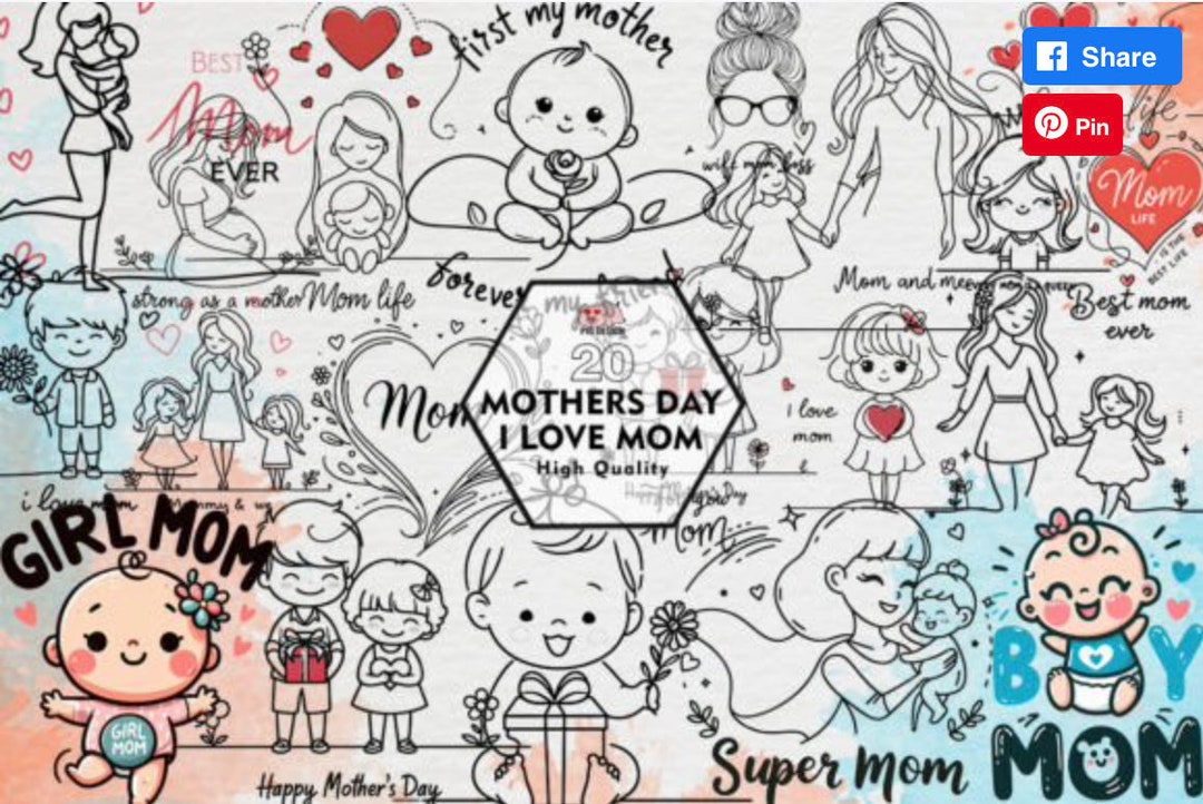 Mothers Day I Love Mom Clipart PNG Mothers Day Clip Art Mother and ...