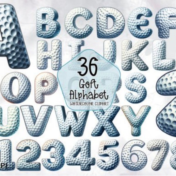 Golf Doodle Letters Alphabet Clipart Png Golf Ball Sports Font - Etsy