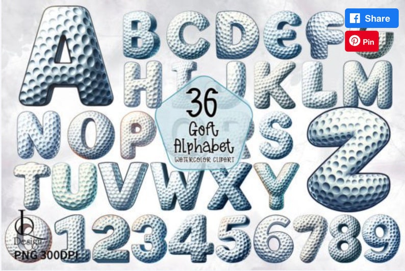 Golf Doodle Letters Alphabet Clipart PNG Golf Ball Sports Font Alphabet ...