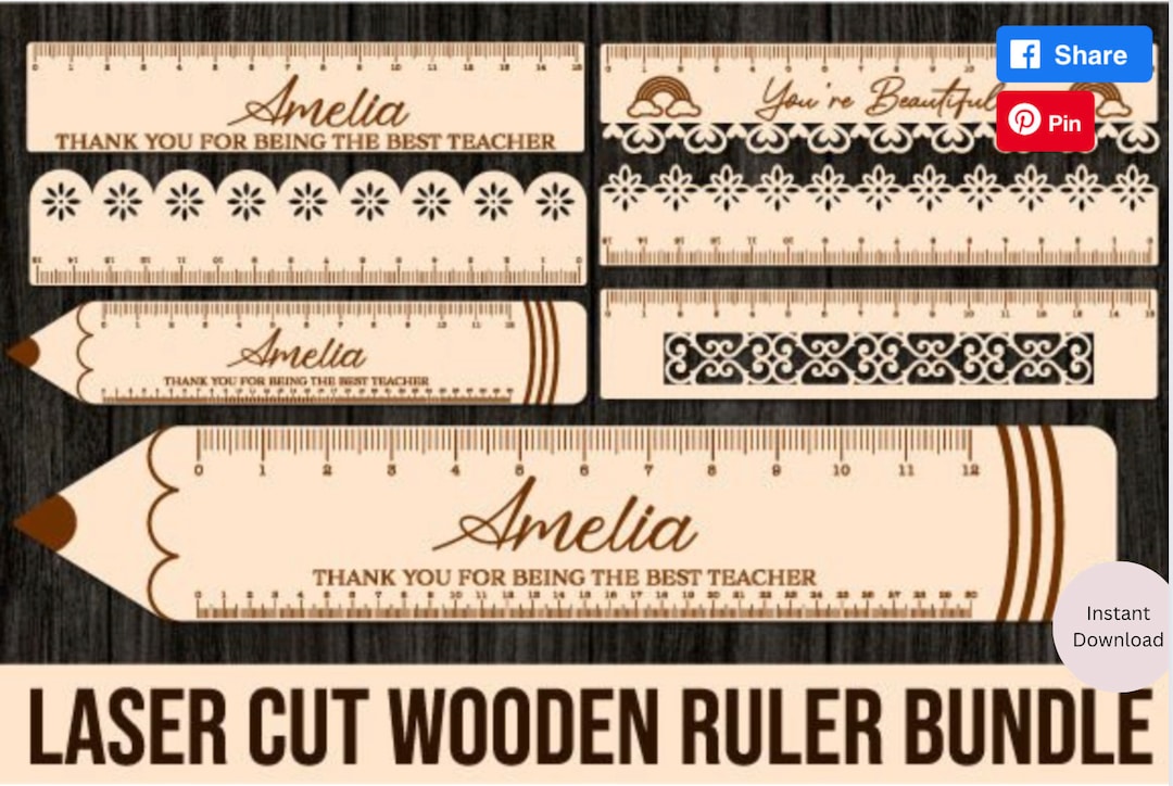 Laser Cut Wooden Ruler Bundle Teacher Wooden Ruler Laser Cut Files ...