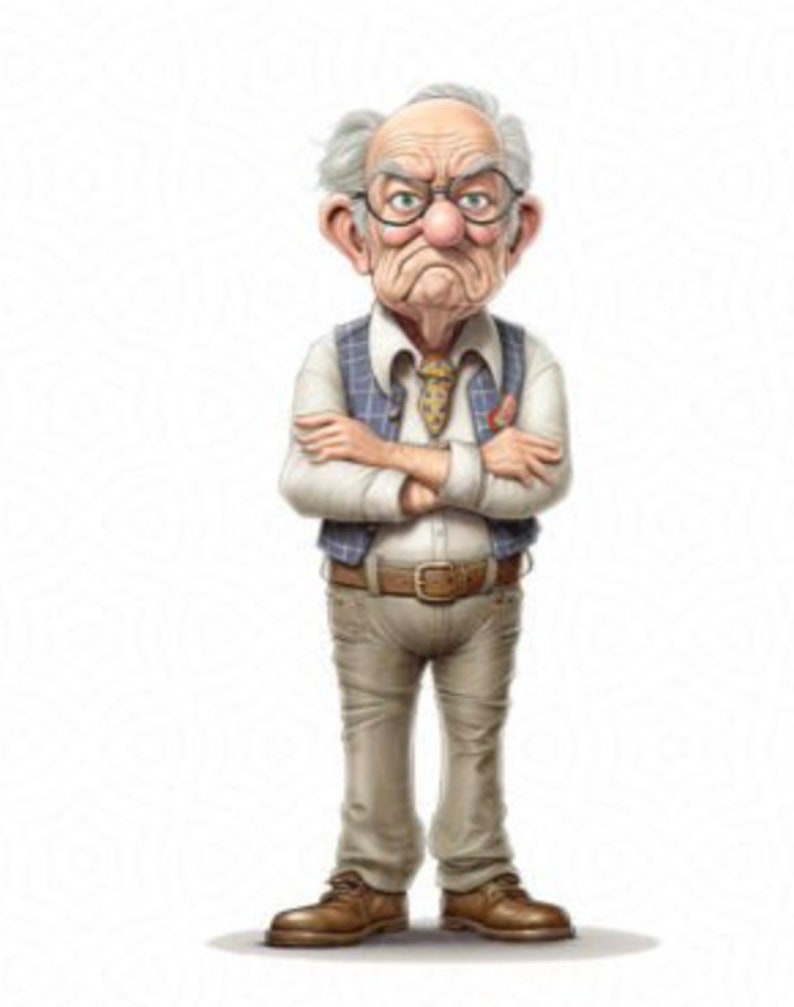 Grumpy Grandpa Sublimation Clipart Watercolor Funny Old Man Clipart