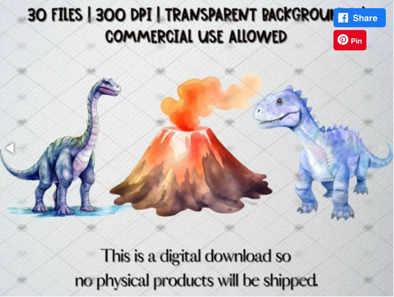 Watercolor Dinosaur Clipart Set 30 PNG Watercolor Dinosaurs Clipart ...