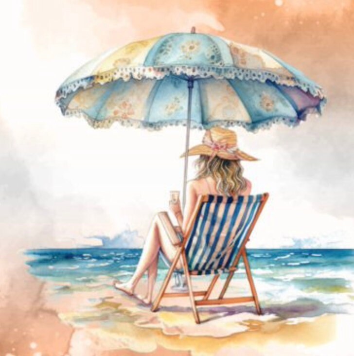 Retro Summer Girl Watercolor Clipart Cute Summer Girl Clip Arts Girl ...