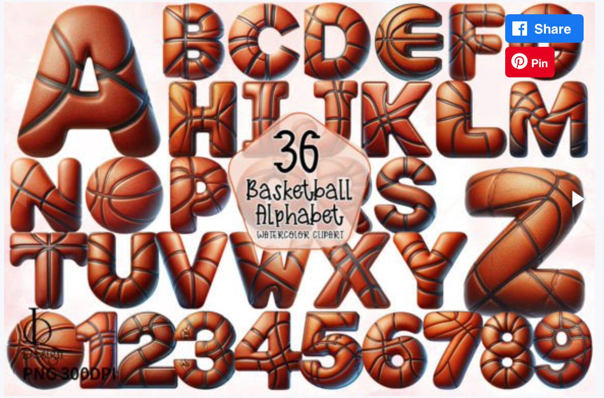 Basketball Doodle Letters Clipart PNG Basketball Png Basketball Font ...