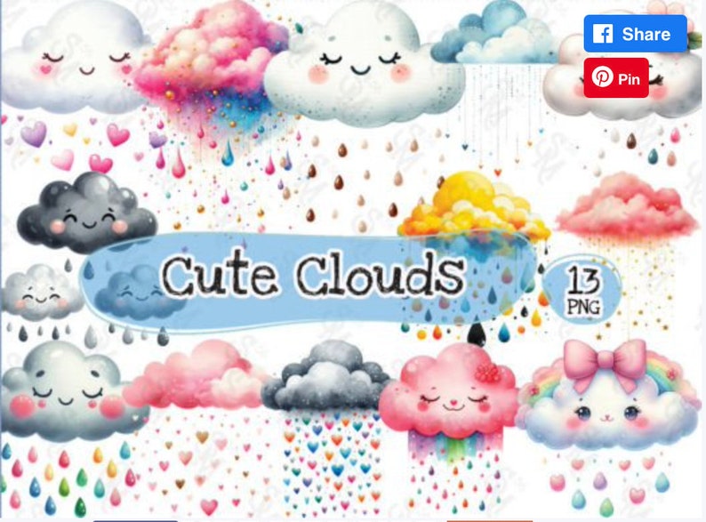 Cute Clouds Clipart PNG Graphics Cute Cloud Clipart Happy Cloud PNG ...