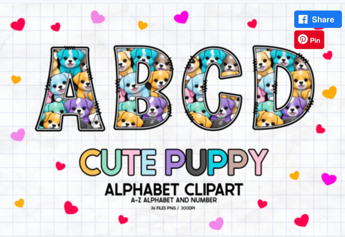 Cute Puppy Doodle Alphabets & Number Puppy Doodle Letters Cute Woodland ...