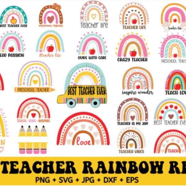 Rainbow Teacher Svg - Etsy
