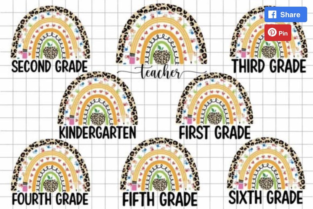 Rainbow School SVG Bundle Leopard Rainbow First Grade Png Sublimation ...