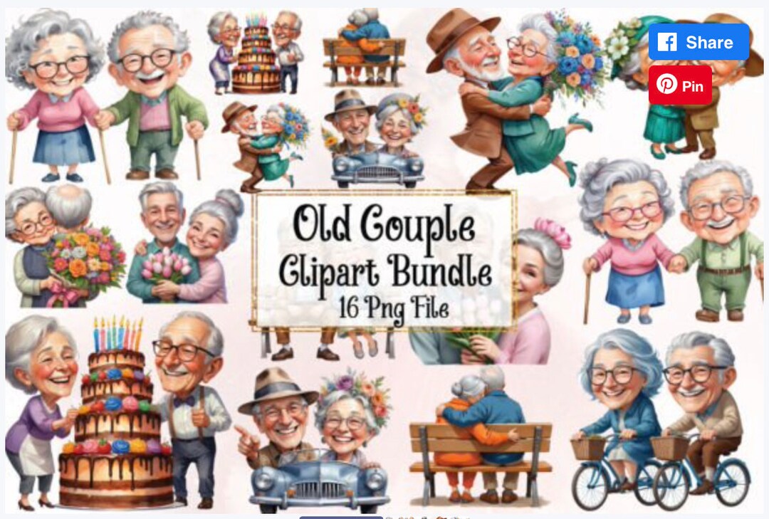 Watercolor Old Couple Clipart Watercolor Elderly Couple Grandpa and ...