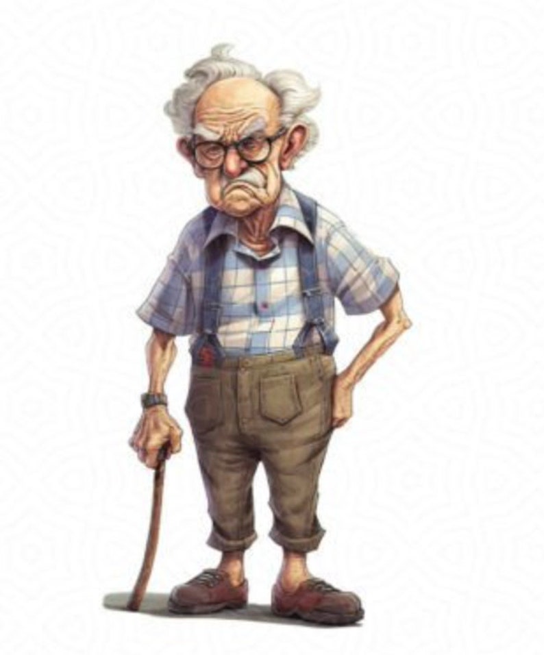 Grumpy Grandpa Sublimation Clipart Watercolor Funny Old Man Clipart ...