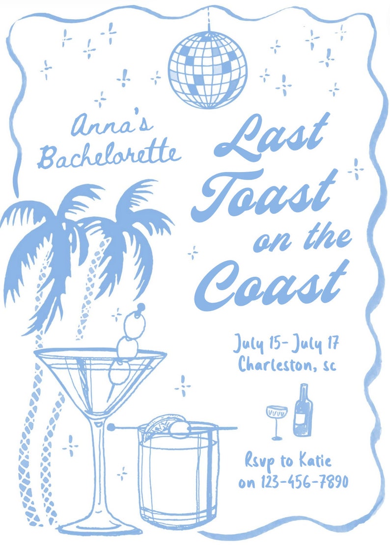 Cocktail Bachelorette Invite Template Weekend Itinerary Martini ...