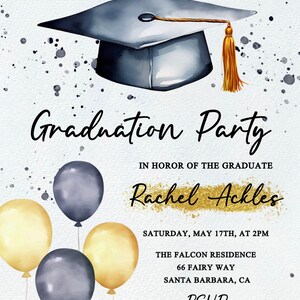 Graduation Invitation Canva Template Graduation Digital Invitation ...