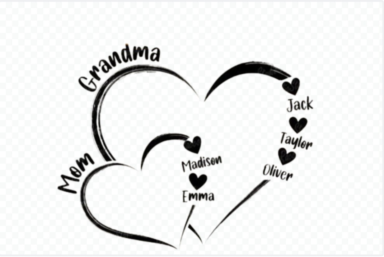 CUSTOM Heart Kid Name Grandma Mom Png CUSTOM Grandma Mom Kid Name Png ...