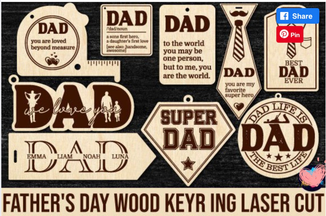 Father's Day Wood Keyring Laser Cut Fathers Day Wood Keyring Laser Cut ...